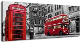 Gario Obraz s hodinami Telefonní budka v Londýně UK Rozměry: 100 x 40 cm