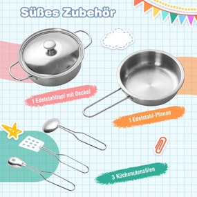 Costway Rohová kuchyňská hrací sada pro děti Dřevěná kuchyňka na hraní