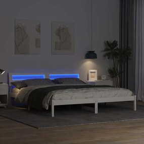 Rám postele s čelo Bílá 200 x 200 cm Masivní borové dřevo 3385743