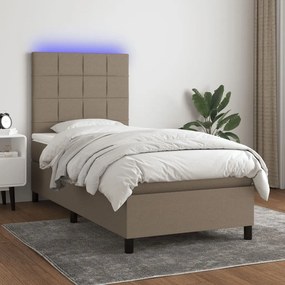 Box spring postel s matrací a LED taupe 80 x 200 cm textil