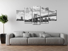 Gario Obraz s hodinami Brooklyn New York - 5 dílný Rozměry: 150 x 105 cm