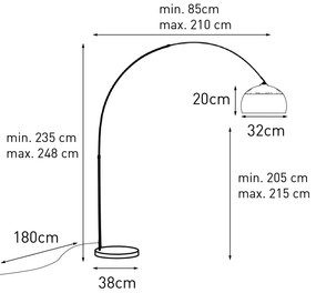 Moderní oblouková lampa černá s bílým nastavitelným - XXL