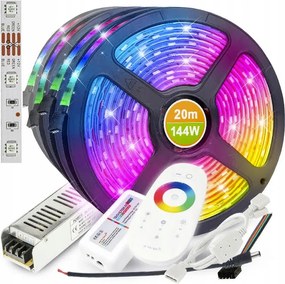 Led pásek 20 m Rgb Barevná Sada Dálkový Ovladač Napájecí zdroj Silný set do pokoje