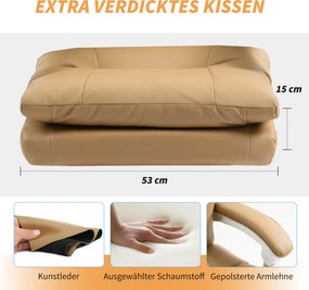 HOMCOM Kancelářská židle Ergonomická židle u stolu s bederní opěrkou, opěrkou nohou Světle hnědá