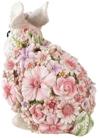 Dekorativní soška králíka posetého květinami – 19x12x18 cm