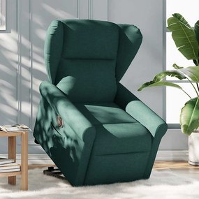 Elektrické zvedací polohovací křeslo tmavě zelené textil 3303400