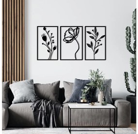 Asir SADA 3x Nástěnná dekorace 78x39 cm květiny kov 279ENZ1241