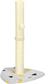 Škrabací podložka PawHut pro kočky s plyšovým designem a hracím míčkem, robustní jutový provaz, kompaktní rozměry 35 x 35 x 62 cm, světle šedá a béžo…