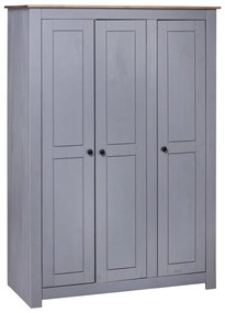 282662 vidaXL Šatní skříň se 3 dveřmi šedá 118x50x171,5 cm borovice Panama