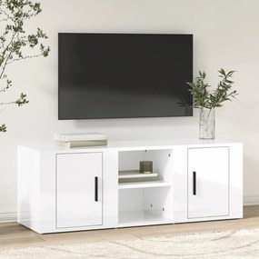 TV skříňka bílá vysoký lesk 100x31,5x35 cm kompozitní dřevo - Default Title