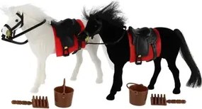 TEDDIES Kůň se sedlem a doplňky / Figurka / Fliška / 16 cm / 2 barvy /
