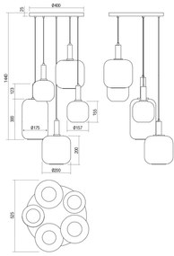 Smarter Závěsné svítidlo Brina s pěti stínidly, ø40cm