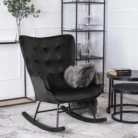 Černé houpací křeslo ELIS - styl, pohodlí a relax v jednom