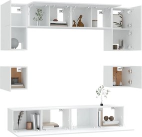 8dílný set TV skříněk bílý kompozitní dřevo 3114406