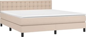 Box spring postel matrace a LED cappuccino 160x200cm umělá kůže 3134236