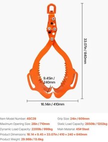 71,1 cm kleště na zvedání klád 4 drápy Pevný ocelový drapák na klády Otočné
