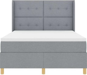 Postel s boxspringem s čelo Světle šedá 140 x 200 cm textil 3341833