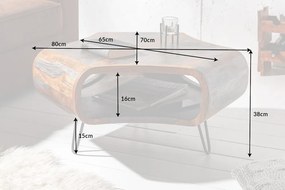 Designový konferenční stolek Lorelei, 80 cm, sheesham, šedý