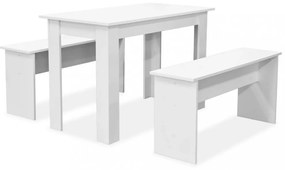 Jídelní stůl s lavicemi Dekorhome Bílá