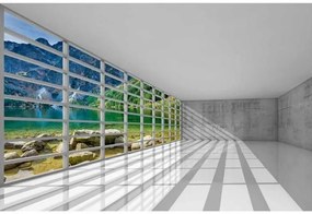 DIMEX | Samolepicí vliesová fototapeta na zeď Interiér s výhledem MA-5-0039 | 375 x 250 cm | vícebarevná, bílá, šedá