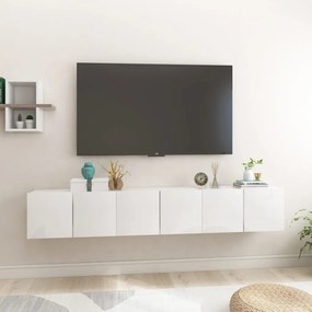 Závěsné TV skříňky 3 ks bílé s vysokým leskem 60 x 30 x 30 cm - Default Title