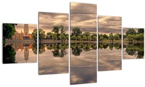 Obraz jezera a stromů (125x70 cm)