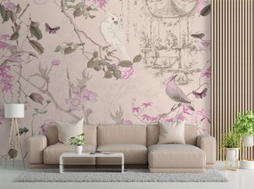 Gario Fototapeta Ptáci a růžové květy - Andrea Haase Materiál: Vliesová, Rozměry: 200 x 140 cm