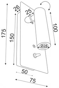 ACA Lighting LED nástěnná bodová lampička s vypínačem INYOKA 3W/230V/4000K/210Lm/50°/IP20, zlatá