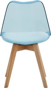Židle, transparentní modrá, akryl/ekokůže/buk, BALI 2 NEW