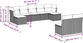 9dílná zahradní sedací souprava s poduškami béžová polyratan 3218269