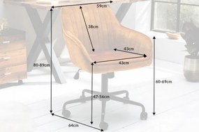 Moderní sametová kancelářská židle žlutá &ndash; Foibe II
