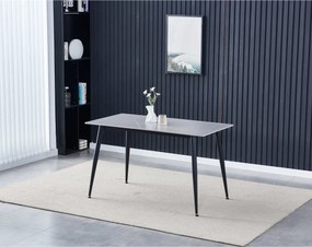 Autronic Stůl jídelní 130x70x76 cm, deska slinutý kámen v imitaci matného mramoru, černé kovové nohy HT-403M GREY