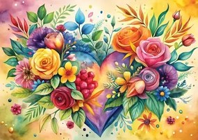YAZZ Puzzle Květinové srdce / 1000 dílků