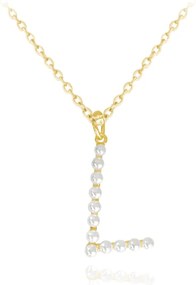 Pozlacený stříbrný náhrdelník MINET písmeno "L" s perličkami JMAS710LGN45