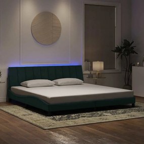 Rám postele s LED osvětlením bez matrace Hanko tmavě zelený 200 x 200 cm samet 3213802