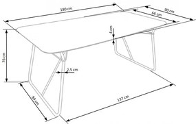 Jídelní stůl HOUSTON –⁠ 180x90x76, ořech, černý