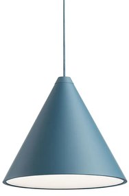 Flos String Light Cone head, svítidlo s 22m dlouhým kabelem, 21W LED 2700K, dotykové ovládání + bluetooth, modrá, prům. 19cm