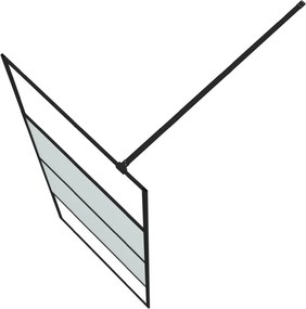 Sprchová zástěna walk-in černá 80x195 cm napůl mléčné ESG sklo 152125