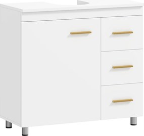 HOMCOM Spodní koupelnová skříňka, 3stupňový design, MDF, dřevotříska, bílá