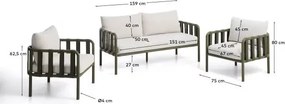Zelený/béžový hliníkový zahradní lounge set pro 4 osoby Omala – Kave Home