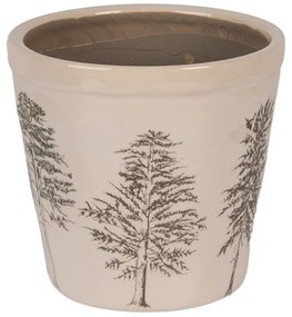 Béžový obal na květináč se stromky Natural Pine Trees M - Ø 15*14 cm