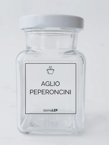 Samolepka na kořenky AGLIO PEPERONCINI průhledná  5 × 5 cm základní písmo