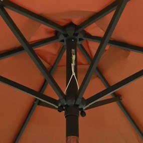 Zahradní slunečník s LED osvětlením terakota 200x211 cm hliník 313562