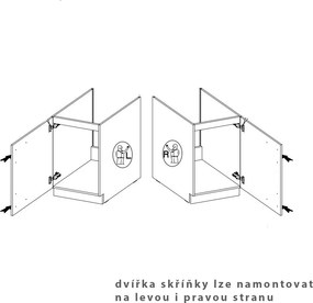 LUNA sa | dolní skříňka 50 ZL 1F dřezová | 50 cm | UNI dvířka | artisan/světle šedá