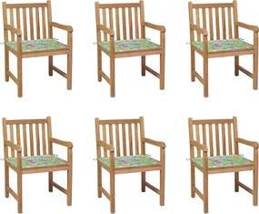 vidaXL Zahradní židle 6 ks podušky masivní teak [3073031] Barva: Jasně zelená