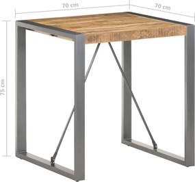 Jídelní stůl 70 x 70 x 75 cm masivní hrubé mangovníkové dřevo 321599
