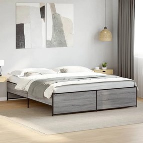 Rám postele šedý sonoma 200 x 200 cm kompozitní dřevo a kov 3279870
