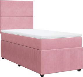 Box spring postel s matrací růžová 90x190 cm samet 3294513