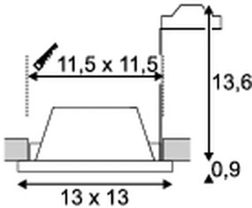 SLV 148071 Plastra downlight, vestavěné sádrové svítidlo, 1x35W GU10 rozměr 13x13cm