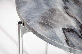 Noble Home Odkládací stolek Dastus II, šedý mramor, stříbrná
